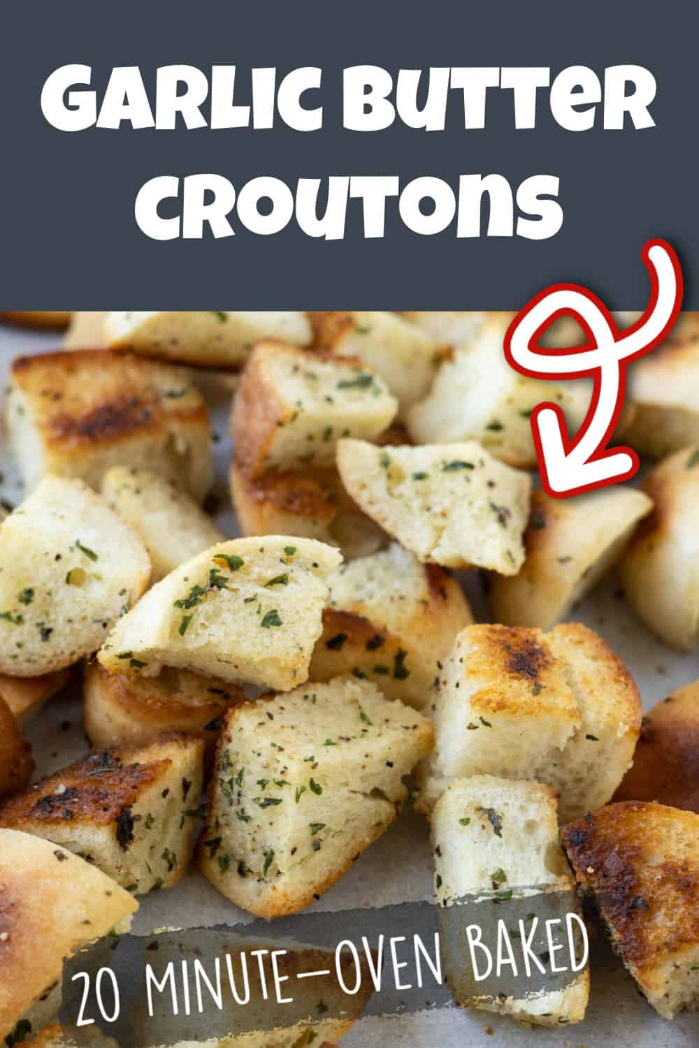 Homemade Baked Garlic Butter Croutons - Pitchfork Foodie Farms